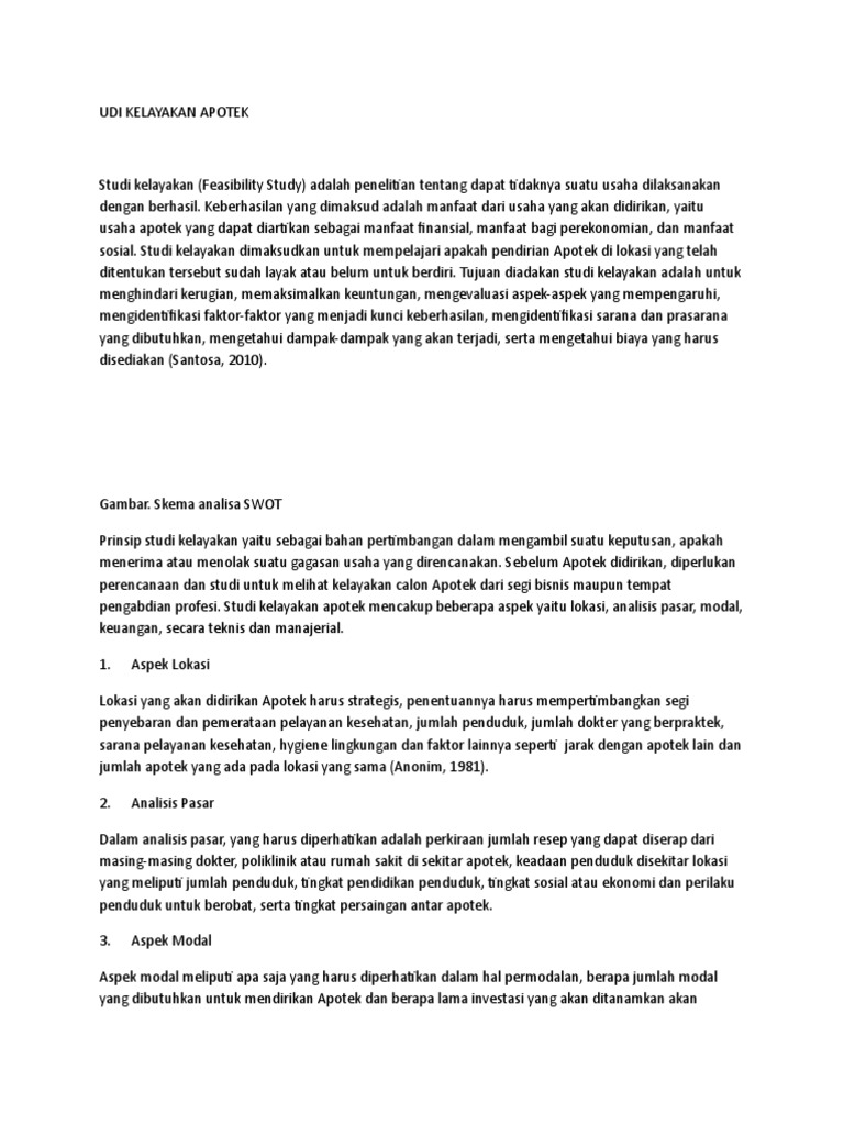 Studi Kelayakan Apotek | PDF | Bisnis | Pengelolaan Keuangan & Uang