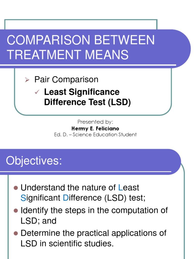 LSD Test for Pairwise Comparisons | PDF | Experiment | Mean