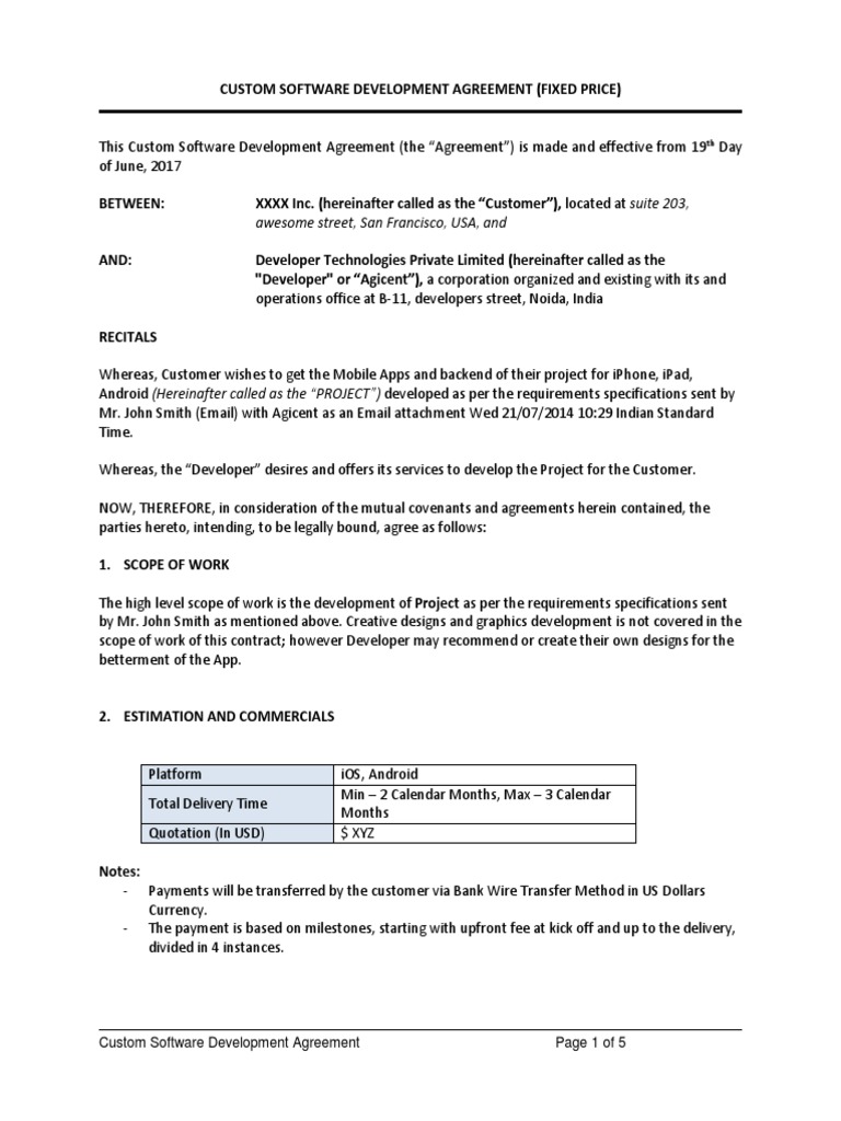 Mobile App Development Agreement | PDF | Ios | Mobile App