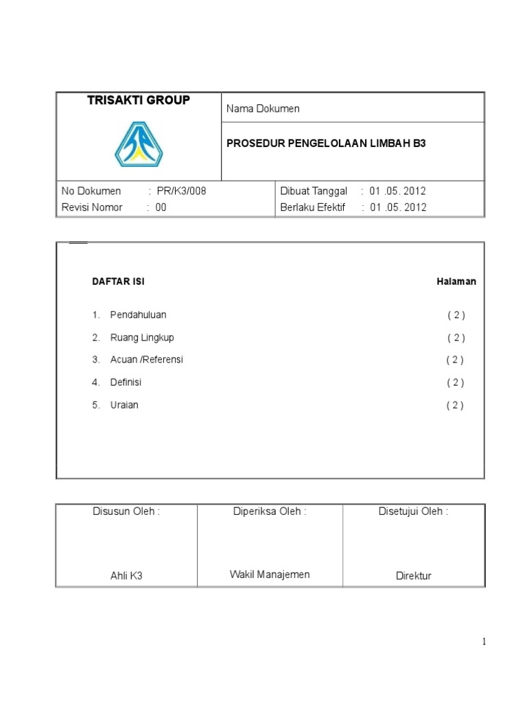 Prosedur Penyimpanan Limbah B3 Pdf