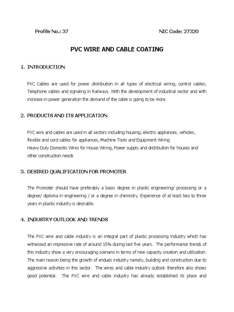 PVC Wire and Cable Coating | PDF | Electrical Wiring | Polyvinyl Chloride