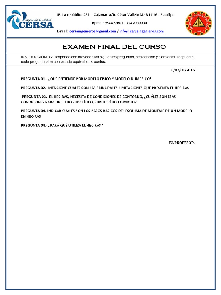 Examen Final Del Curso | PDF