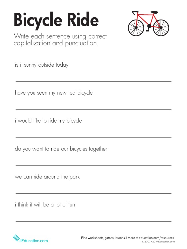 Fix The Sentences Bicycle Ride Second | PDF