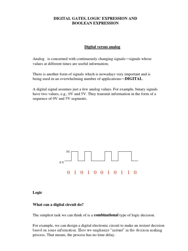 Digital Gates, Logic Expression and Boolean Expression | PDF | Digital ...
