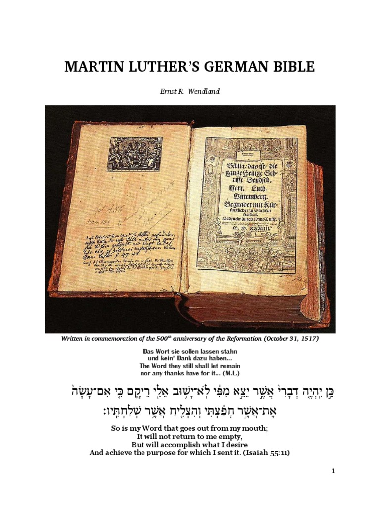 Martin Luthers German Bible Version 3.0 | PDF | Martin Luther | Sola ...