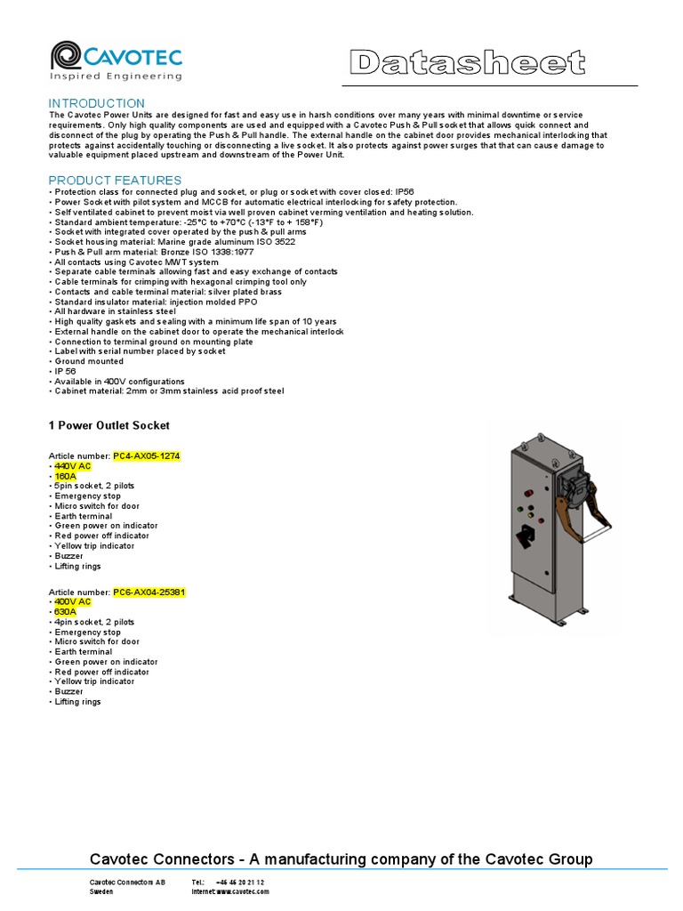 Cavotec Connectors - A Manufacturing Company of The Cavotec Group | PDF ...