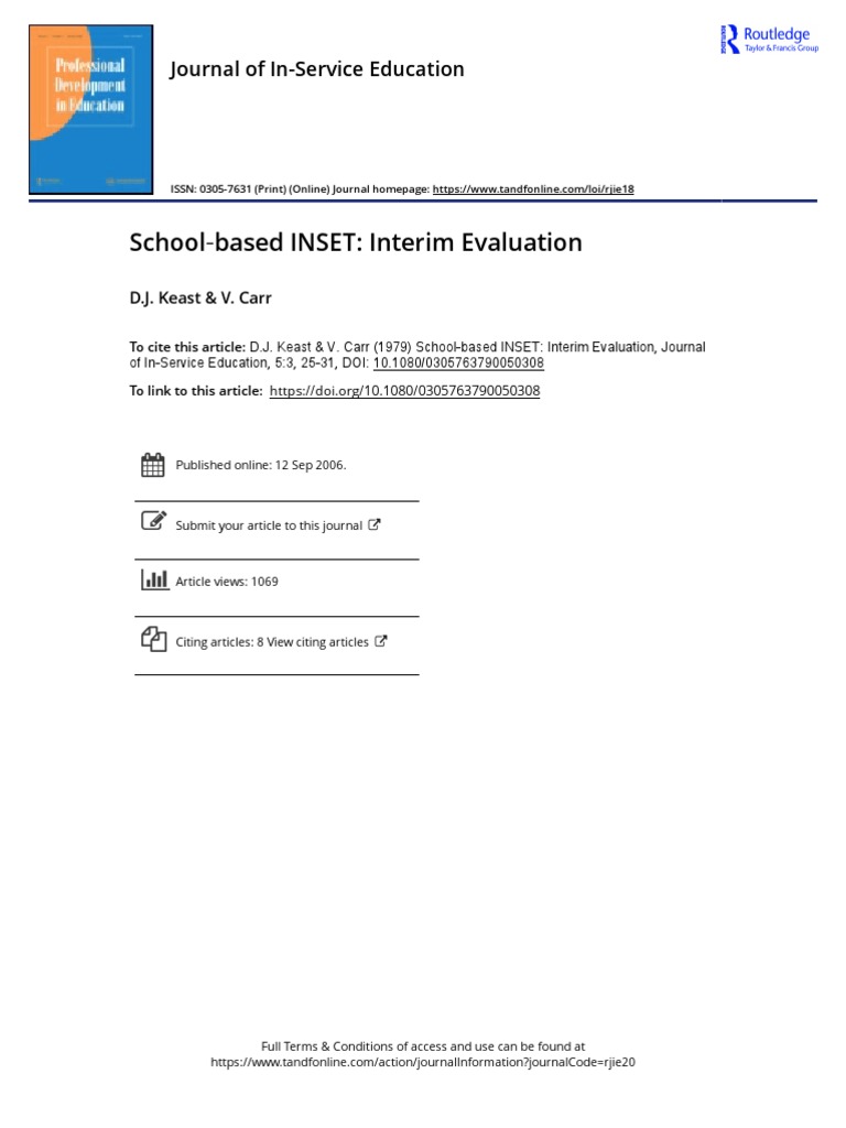 School Based INSET Interim Evaluation | PDF | Evaluation | Teachers
