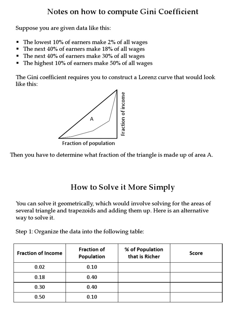 Notes On How To Compute Gini Coefficient | PDF | Gini Coefficient | Area