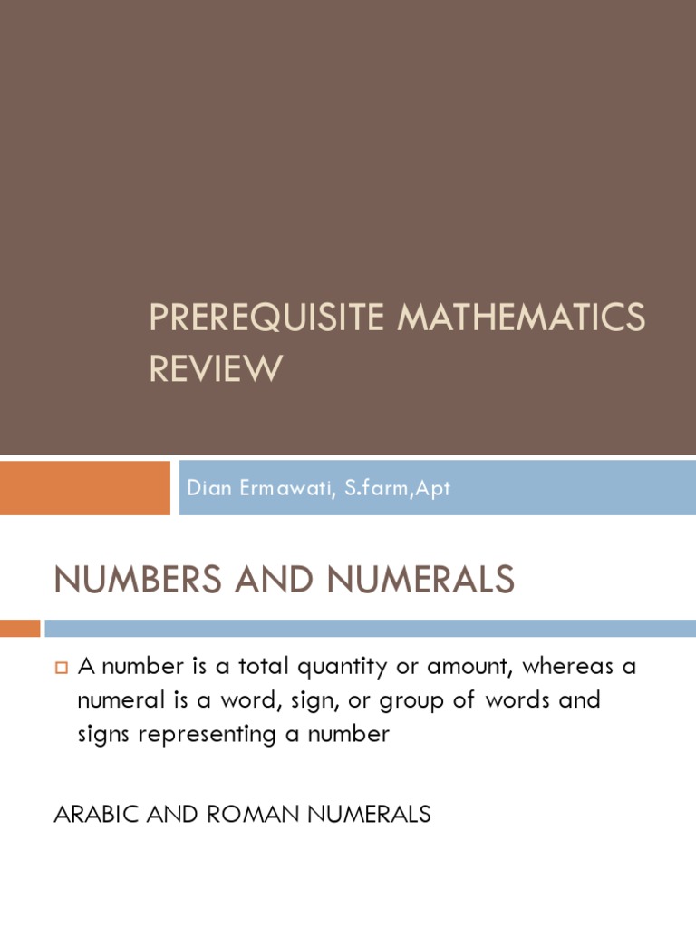 Prerequisite Mathematics Review: Dian Ermawati, S.farm, Apt | PDF ...