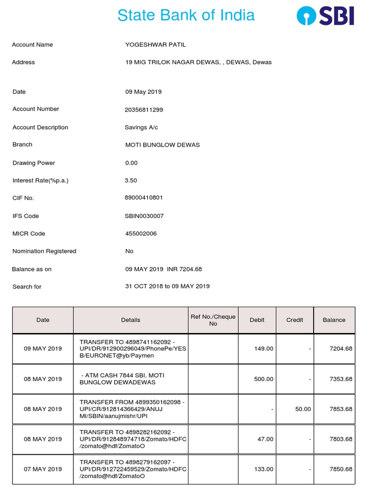 Account Statement PDF | PDF | Automated Teller Machine | Payments