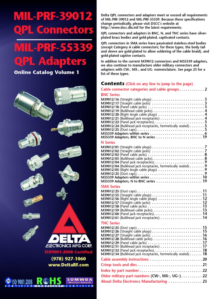 MIL-PRF-39012 QPL Connectors MIL-PRF-55339 QPL Adapters: Online Catalog ...