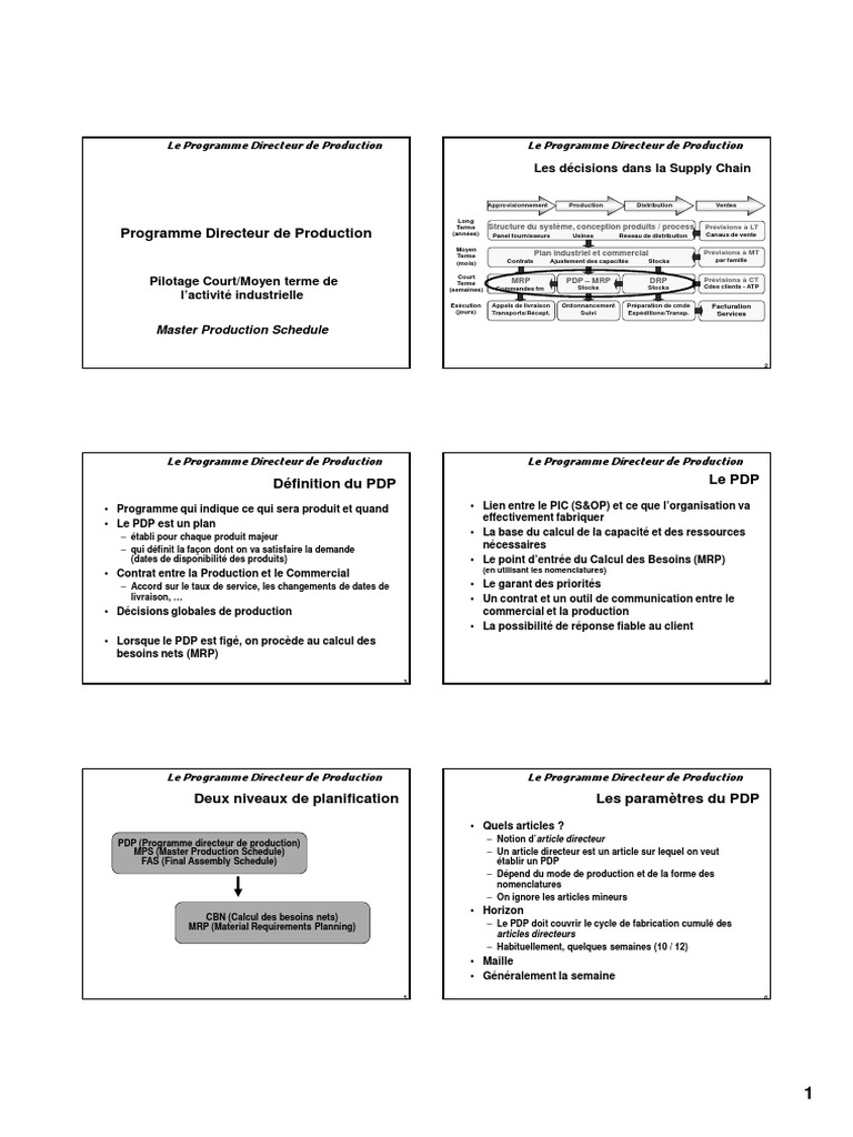 Programme Directeur de Production (PDP) | PDF | Théorie des systèmes ...