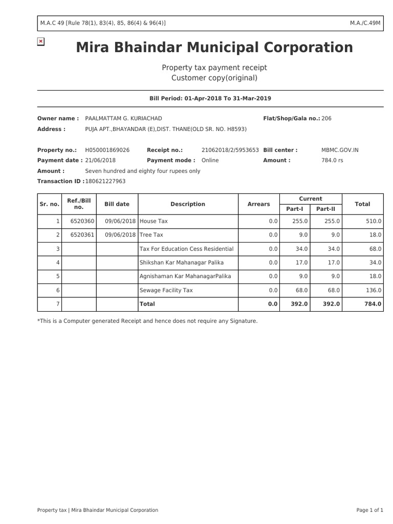 Sudipta Pradhan Tax Receipt | PDF