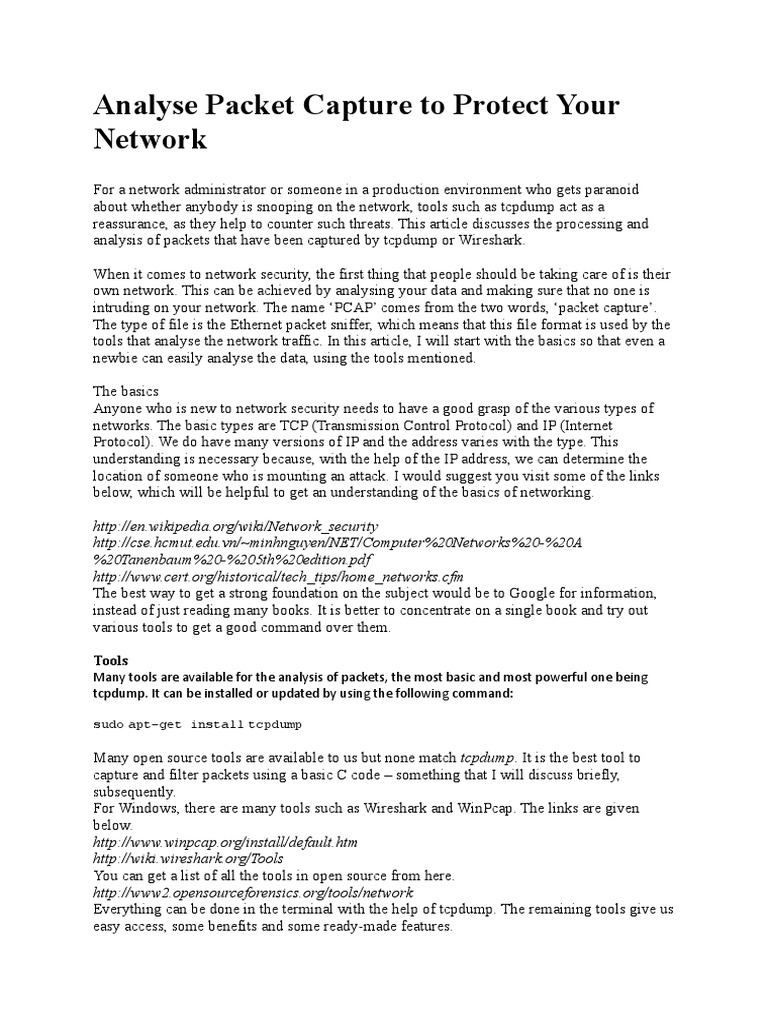 Analyse Packet Capture To Protect Your Network | PDF | Internet ...