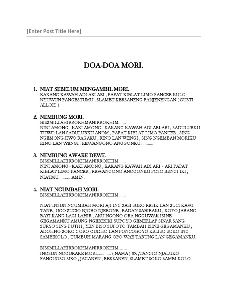 Doa Nyuci Mori | PDF