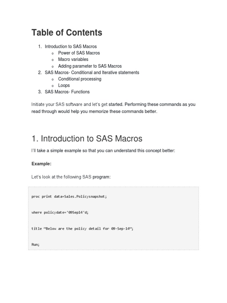 Macros Básicas de SAS | Download Free PDF | Sas (Software) | Parameter (Computer Programming)