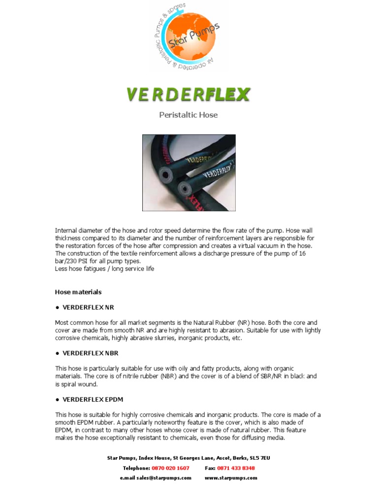 Peristaltic Hose: Hose Materials - Verderflex NR | PDF | Natural Rubber ...