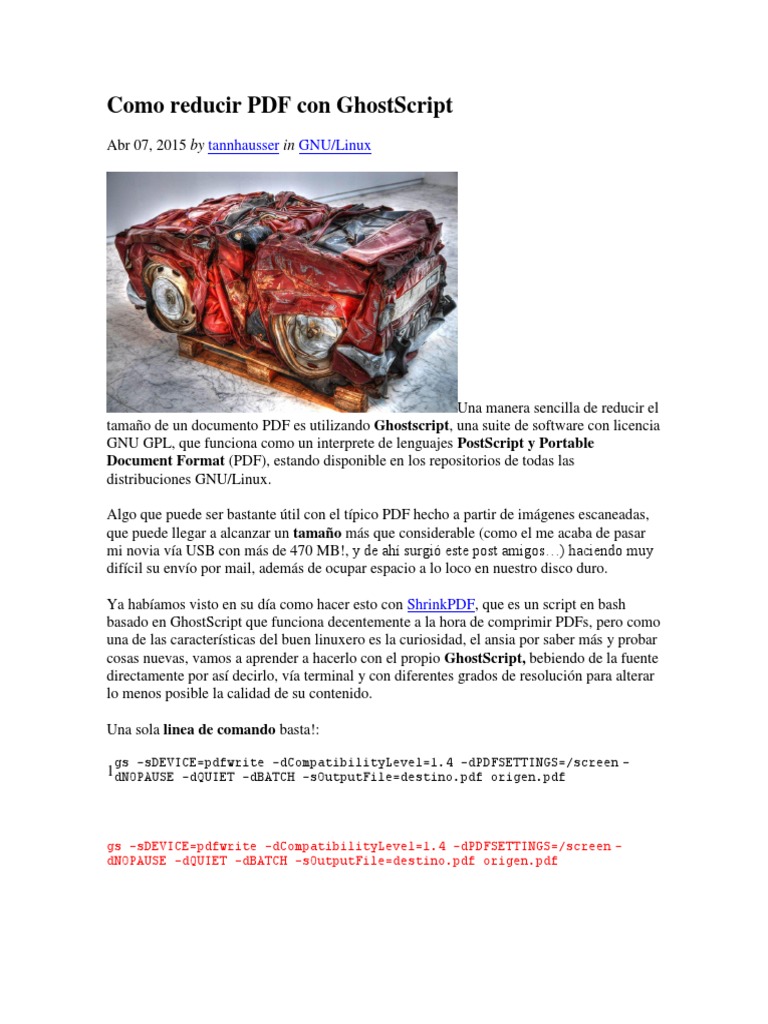 Comprimir PDF con Ghostscript en Linux | PDF | Distribución de Linux | Tecnología digital