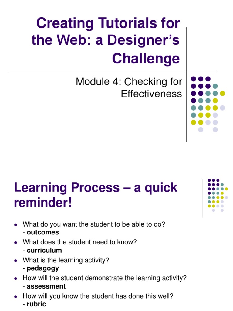 Creating Tutorials For The Web: A Designer's Challenge: Module 4 ...