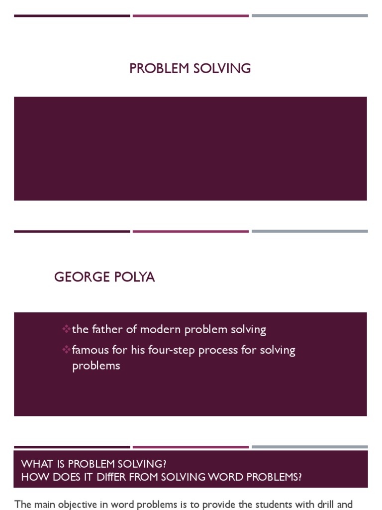 Problem Solving | PDF | Teaching Mathematics | Cognition