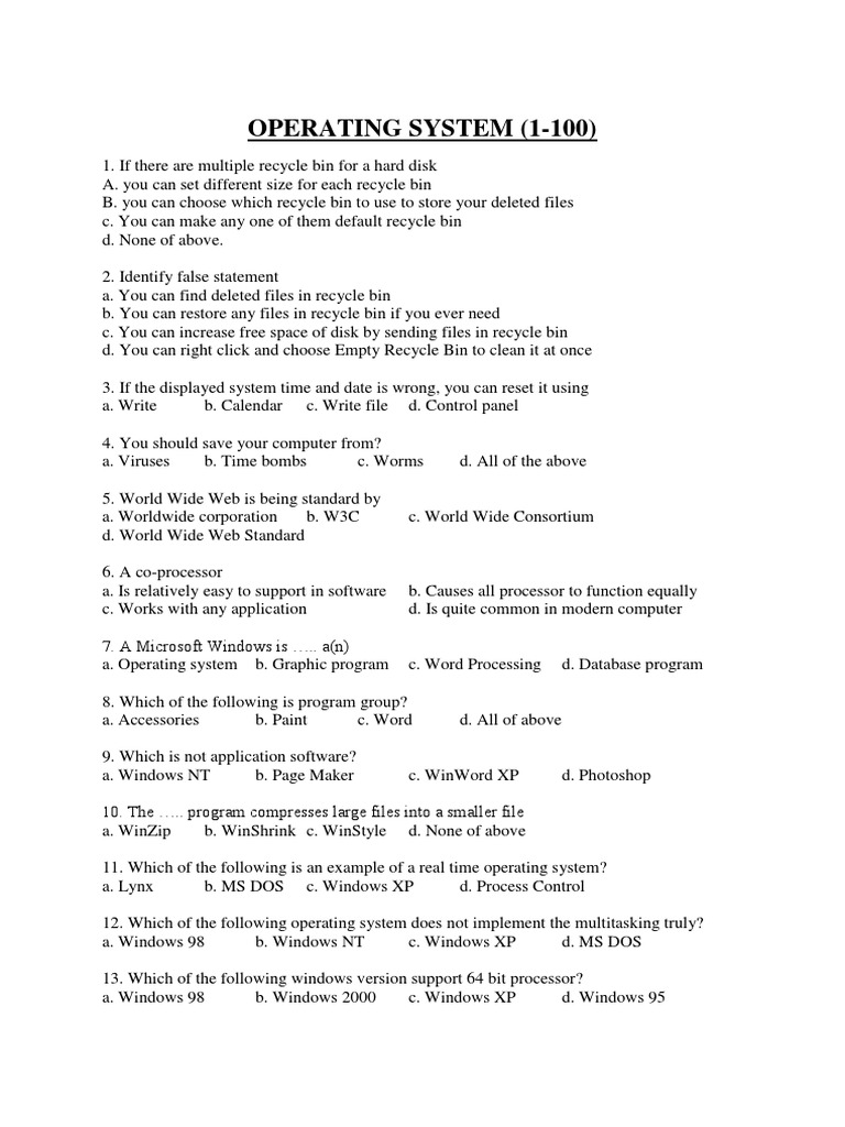 Overview of Operating Systems and Functions | PDF | Operating System ...