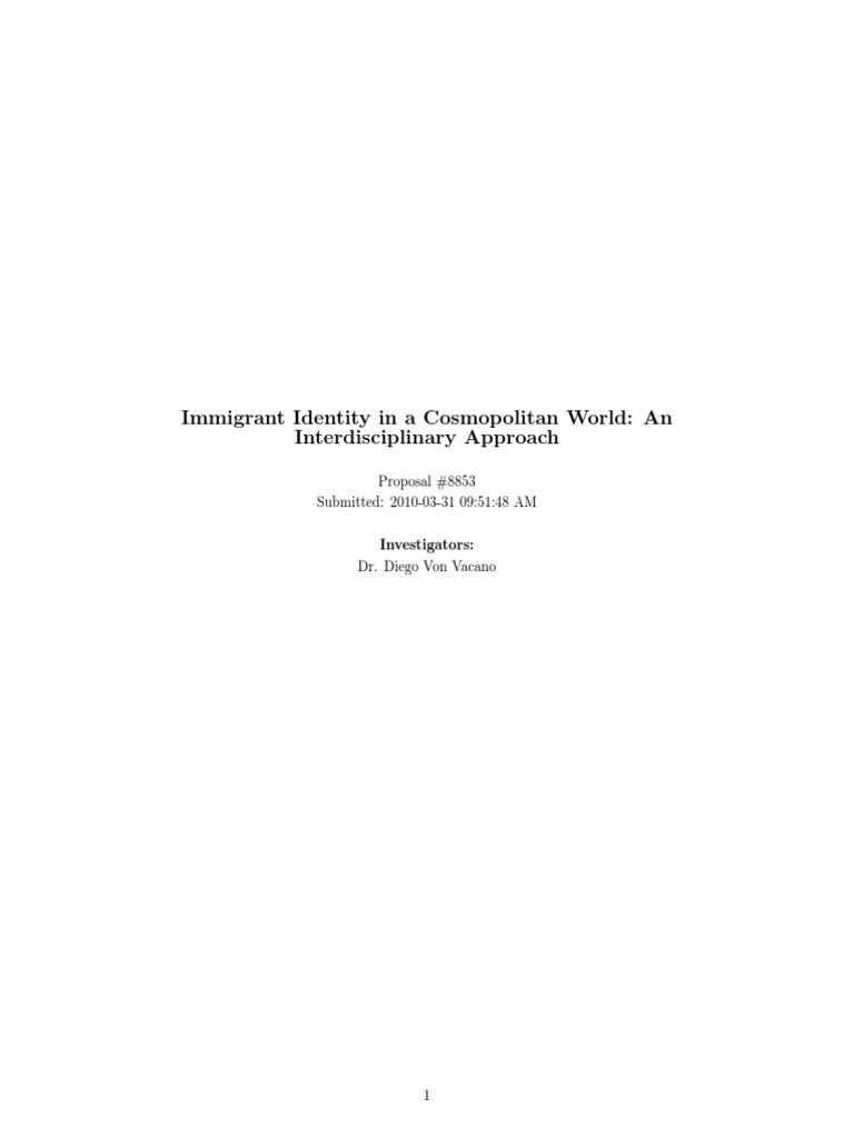 Immigrant Identity and Cosmopolitanism | PDF | Identity (Social Science ...