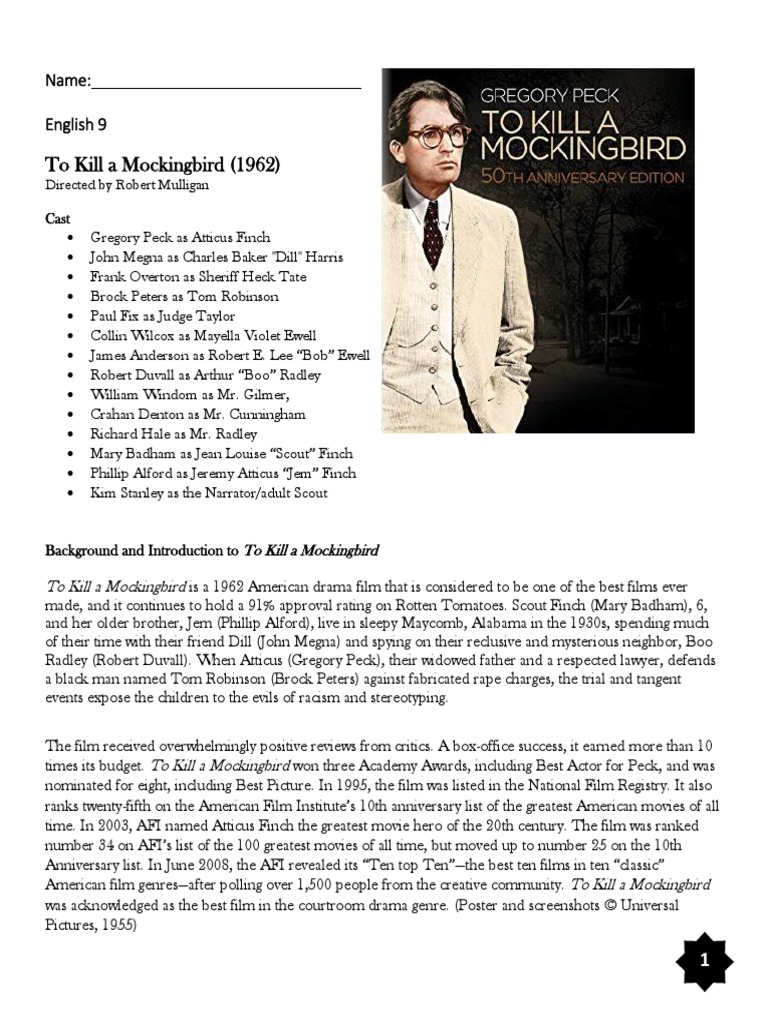 To Kill A Mockingbird Movie Guided Notes Simmons 1 | PDF