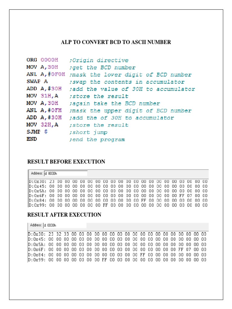 Alp To Convert BCD To Ascii Number | PDF