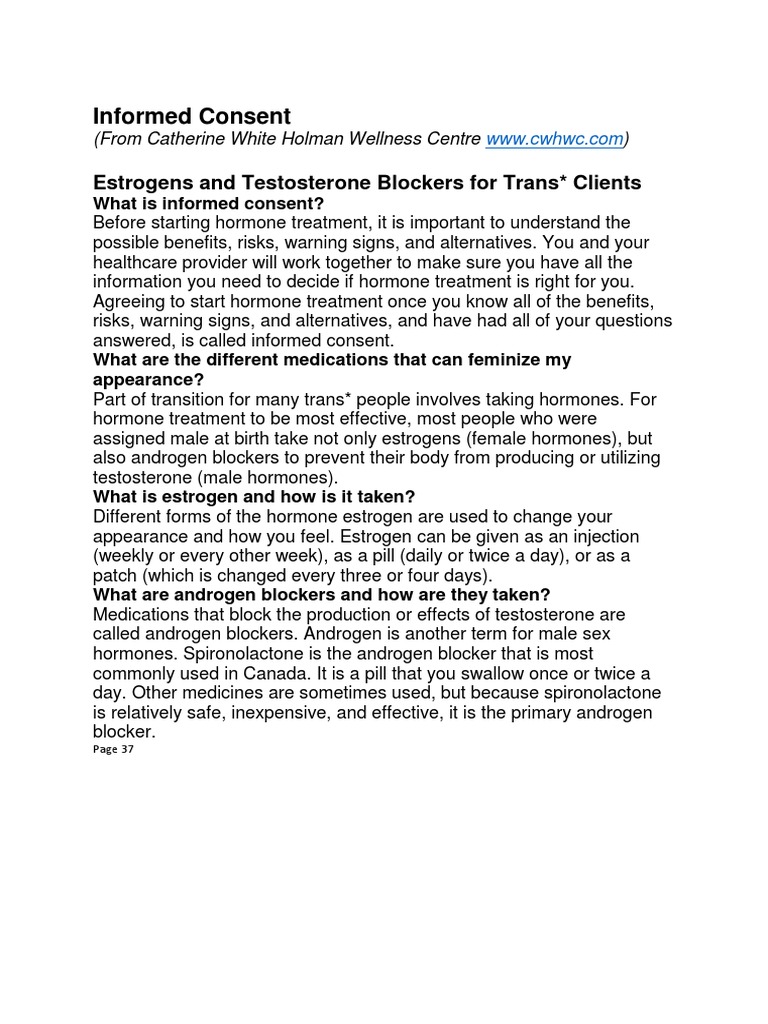 Consent Form Male To Female. | PDF | Breast Cancer | Prostate Cancer