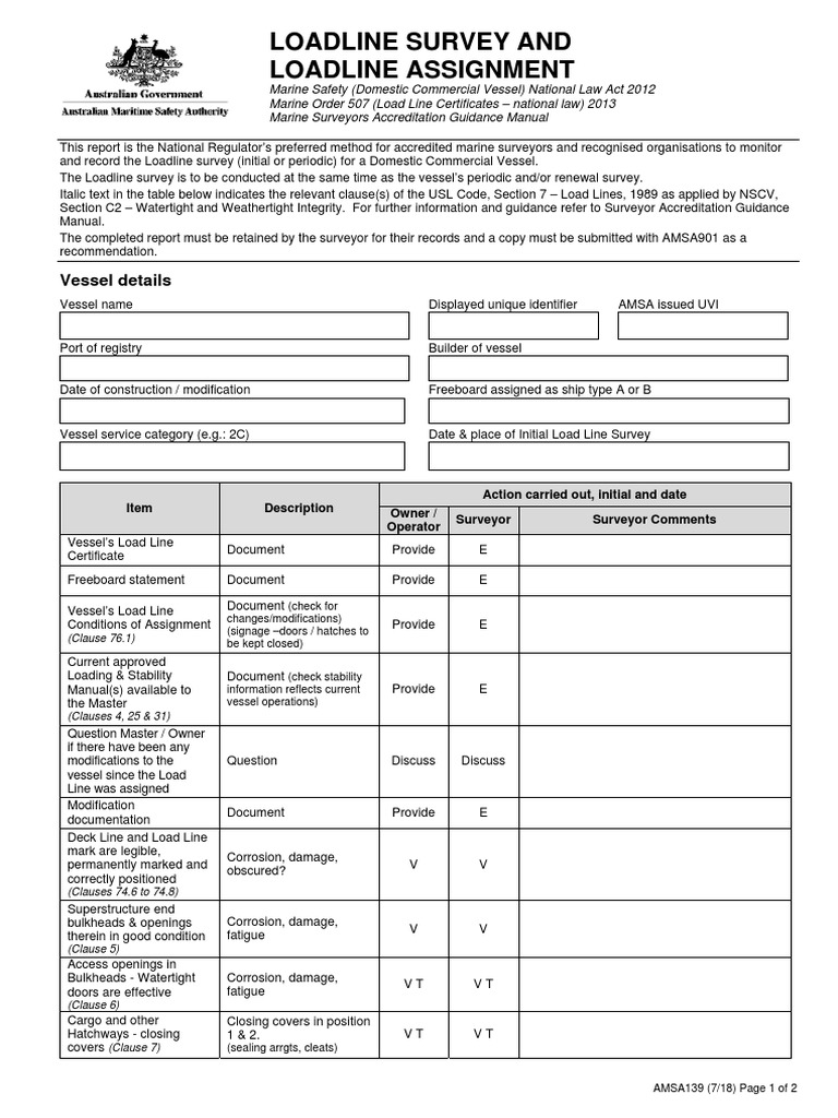 Guidelines for Conducting a Comprehensive Loadline Survey and Assessing ...