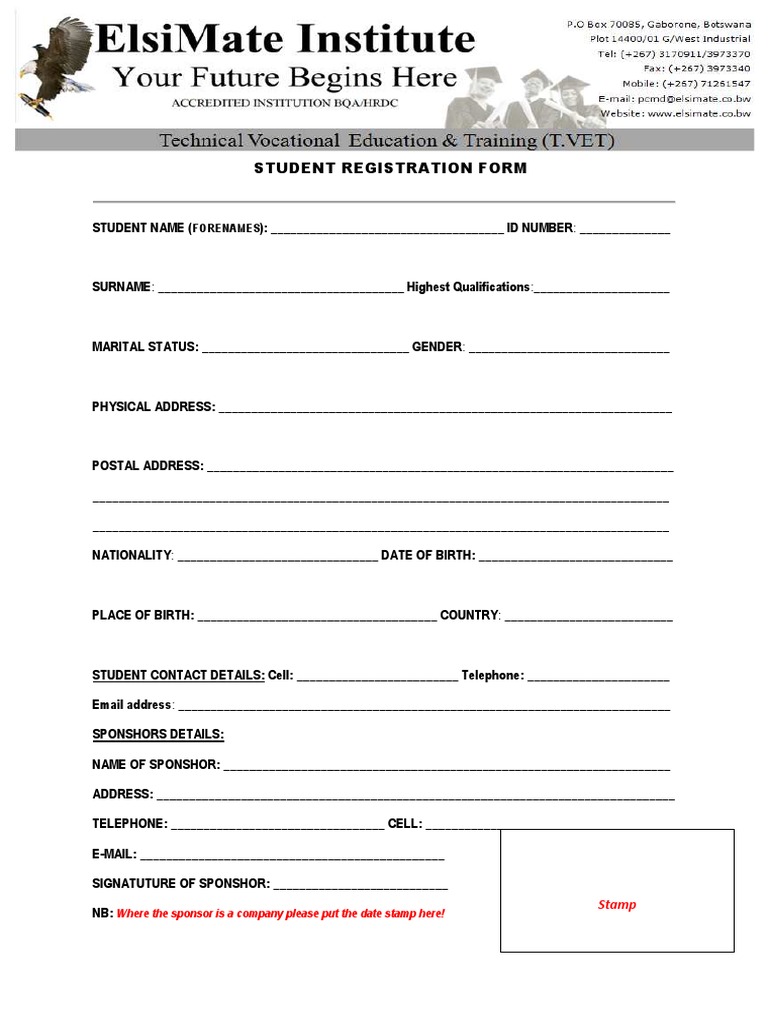 Student Registration Form 2019 | PDF | Mail | Business