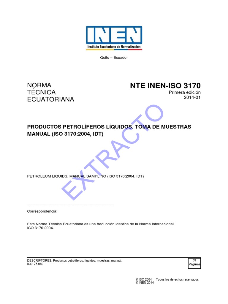 Nte Inen Iso 3170 | PDF | Petróleo | Líquidos