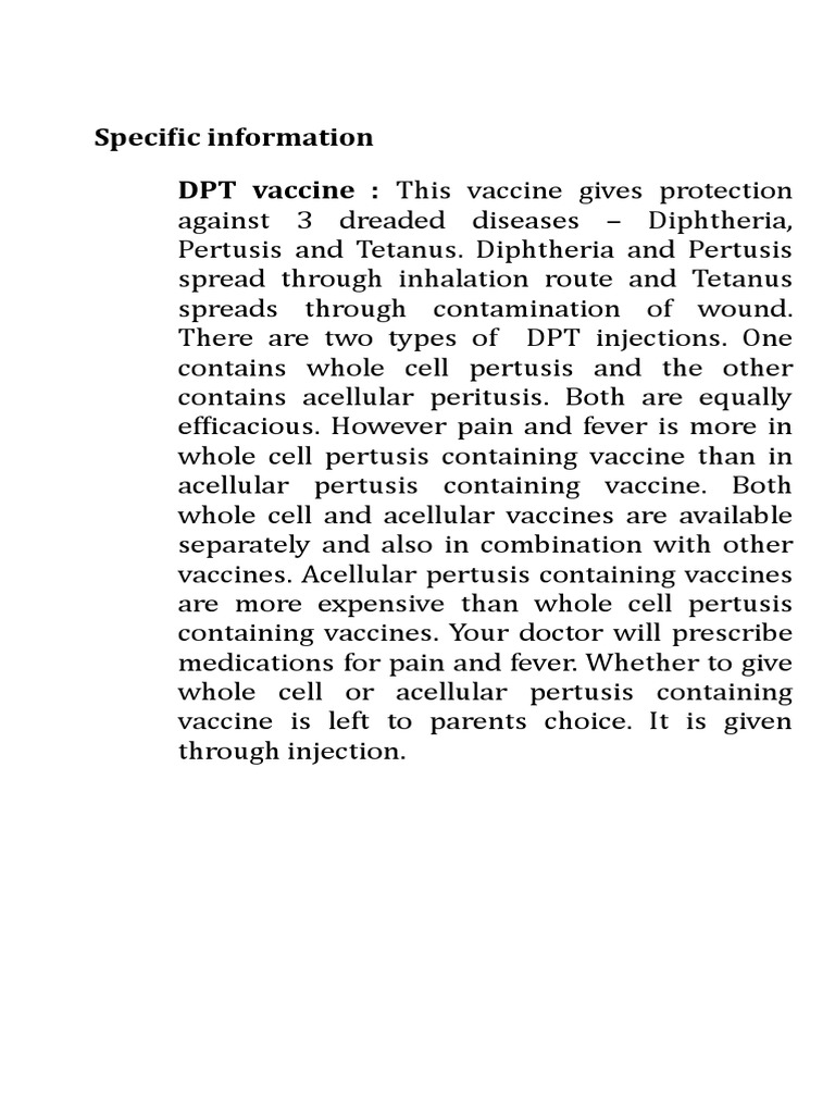 DPT Vaccine Protection Against Diphtheria, Pertussis, Tetanus | PDF ...