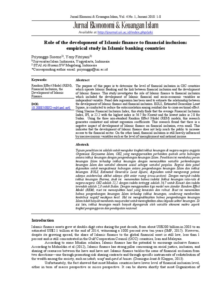 Jurnal Ekononomi & Keuangan Islam | PDF | Islamic Banking And Finance ...