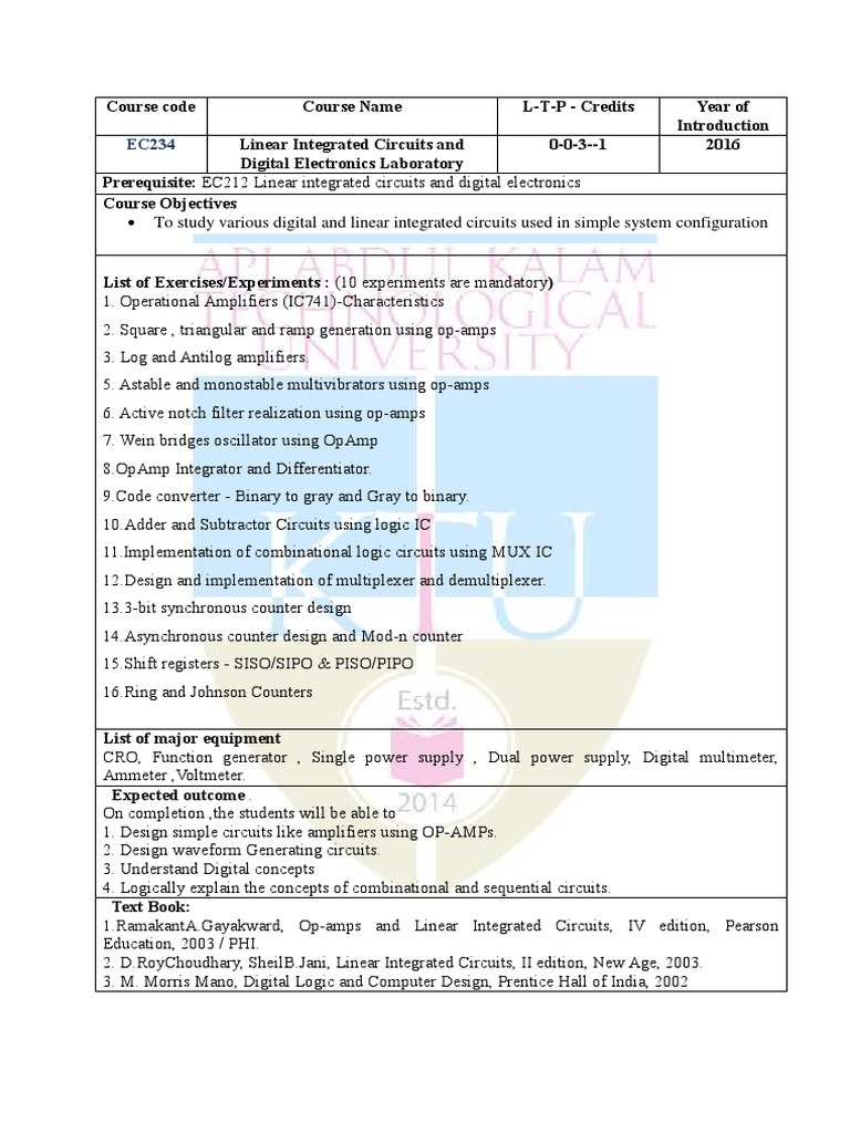 EC230 Logic Circuit Design Lab | PDF EC230 Logic Circuit Design Lab | PDF