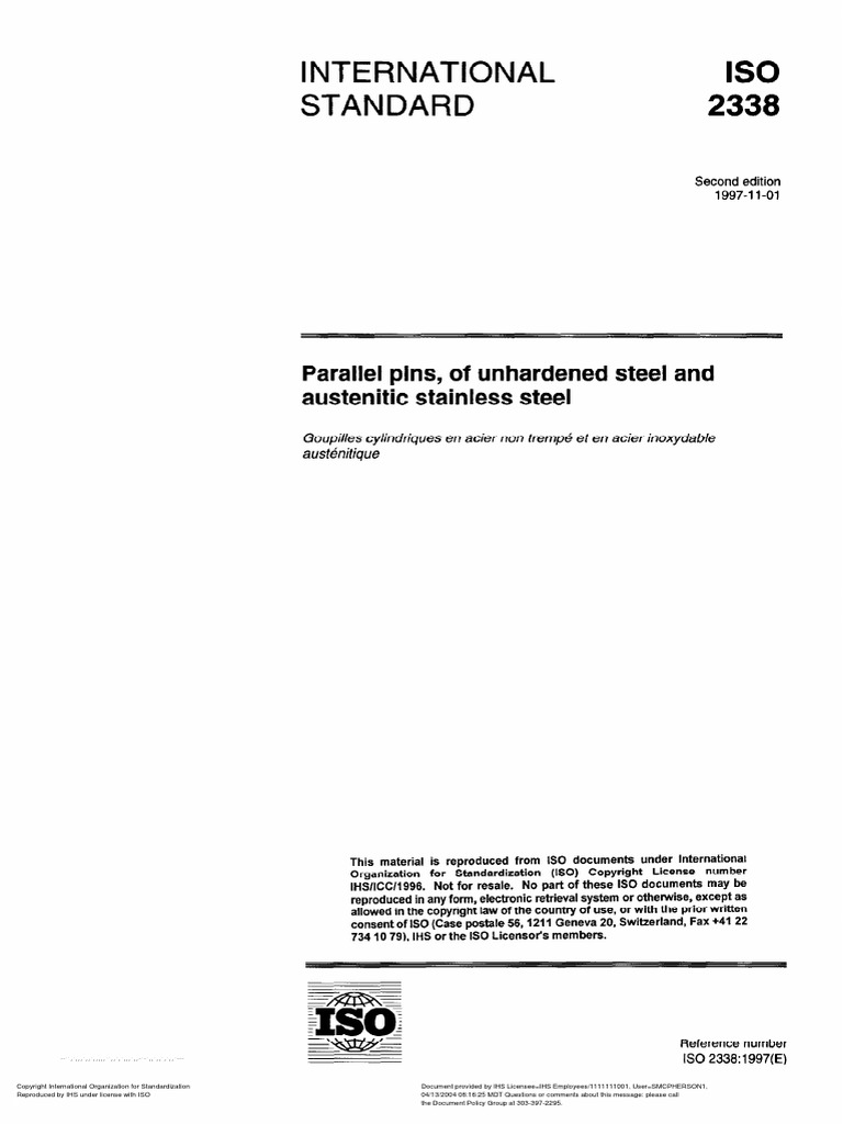 Iso 2338 | PDF | International Organization For Standardization | Screw