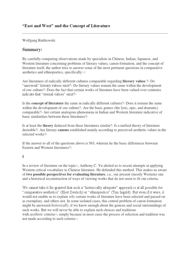 Comparative Analysis of Literary Concepts and Values Across Cultures ...
