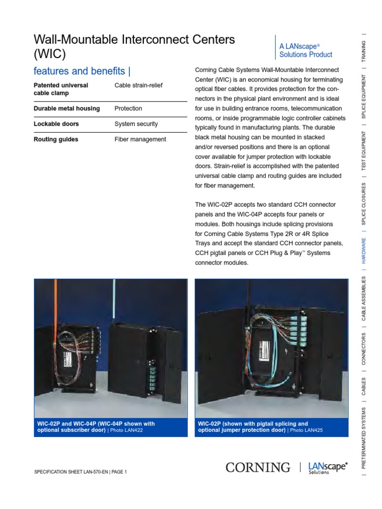 Wall-Mountable Interconnect Centers (WIC) : Features and Benefits | PDF ...