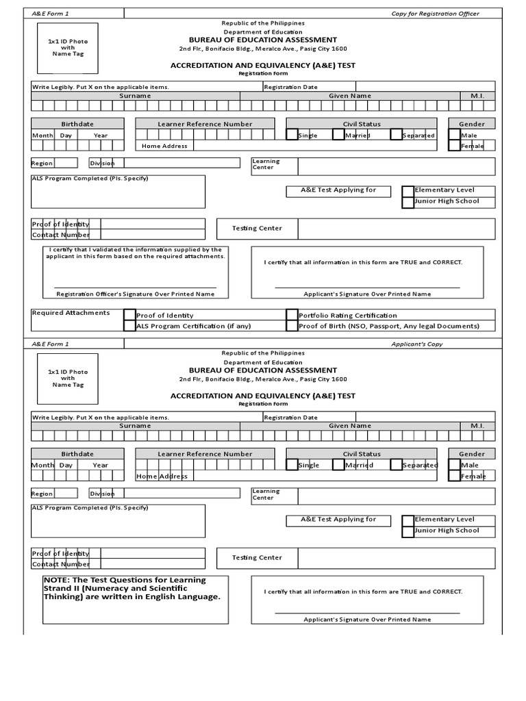 A&E Registration Form 2019 | PDF | Official Documents | Identity Document