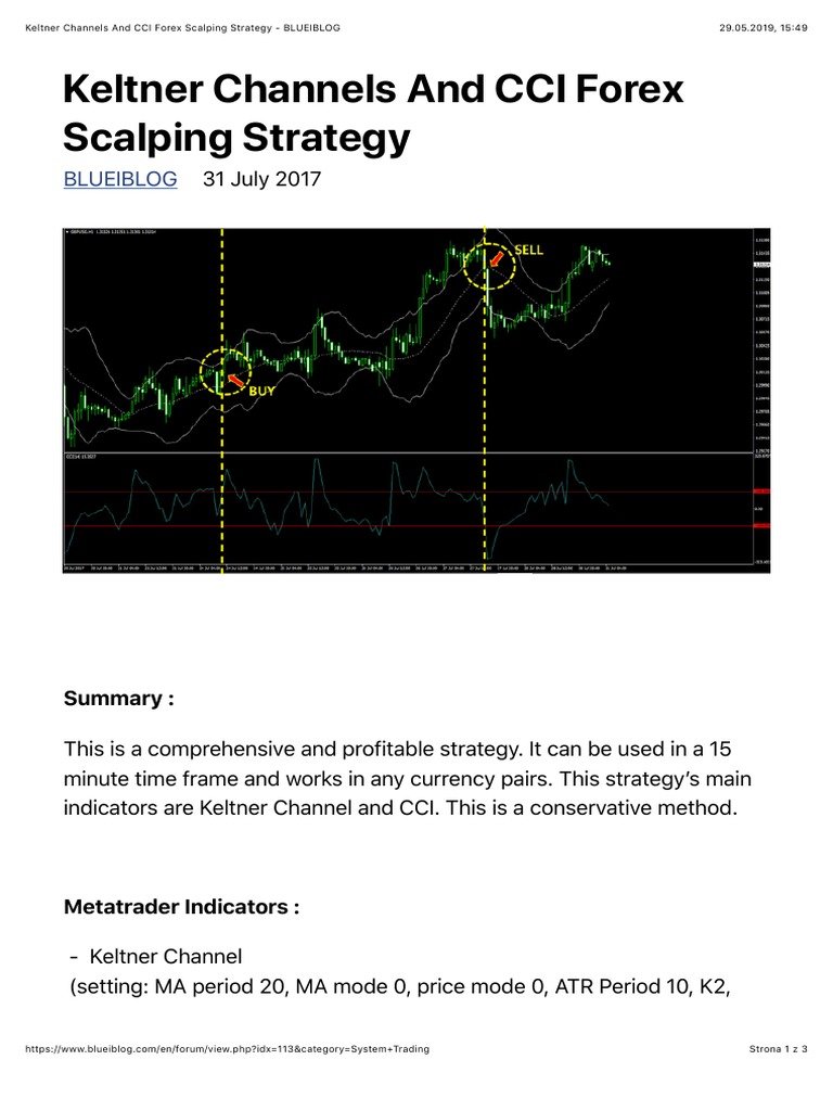 Keltner Channels and CCI Forex Scalping Strategy - BLUEIBLOG | PDF