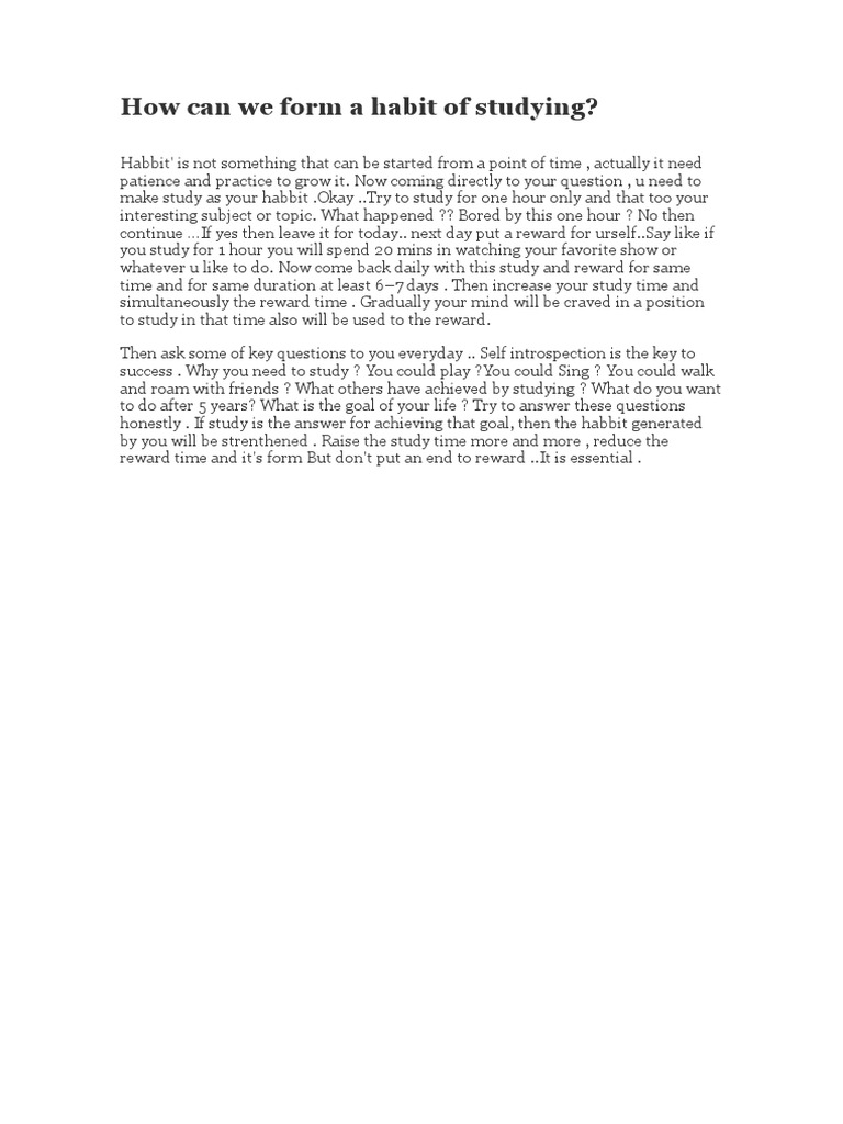 How Can We Form A Habit of Studying | PDF