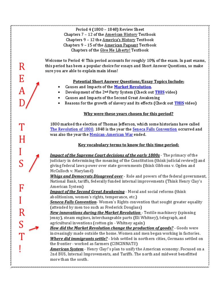 Period 4 1800 - 1848 Review Sheet 1 | PDF | Natural And Legal Rights ...