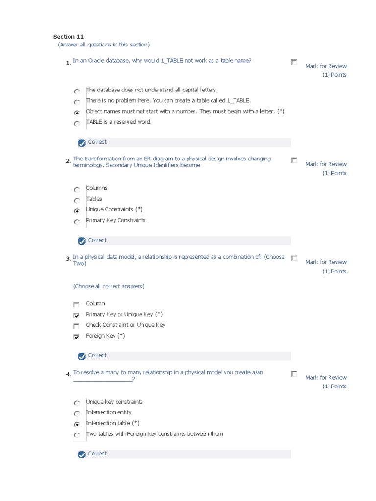 Oracle Database Design Exam Review | PDF | Information Technology ...