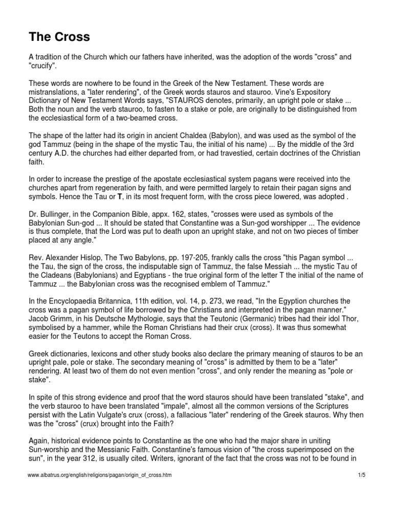 The Pagan Origins of the Cross: Tracing the Use of the Cross Symbol ...