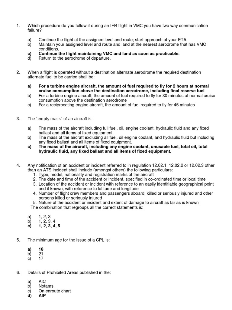 1 - Air Law Questions - Final | PDF | Instrument Flight Rules | Visual ...
