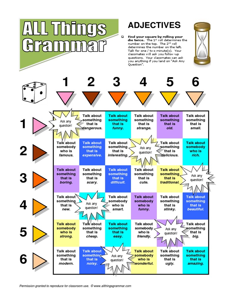 Adjectives Board Game | PDF
