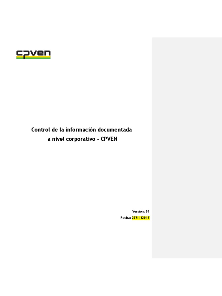 Control de La Informacion Documentada CPVEN V-01 (27-11-17) | PDF ...