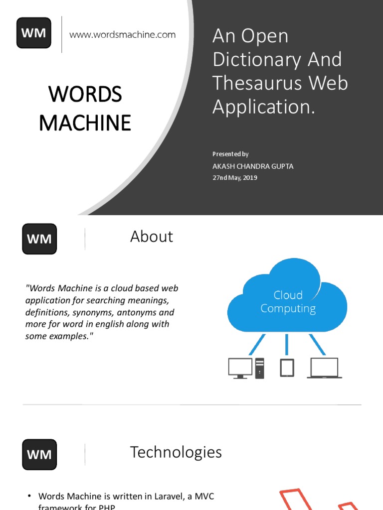 Words Machine: An Open Dictionary and Thesaurus Web Application ...