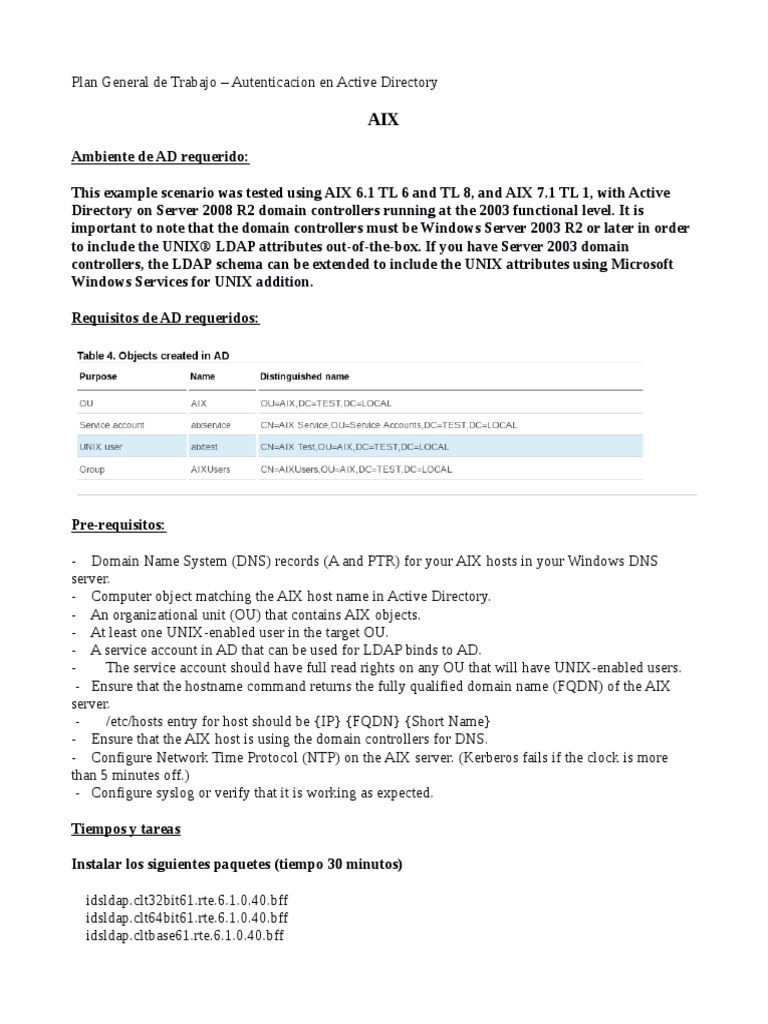 AIX - AD Integracion With Ldap and Kerberos | PDF | Active Directory | Networking Standards
