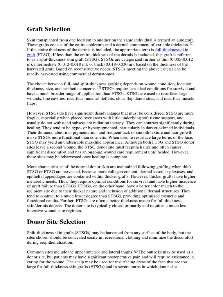 Graft Selection: Full-Thickness Skin Graft | PDF | Medicine | Clinical ...